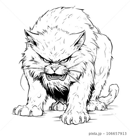 Angry Cat Coloring Pages for Kidsのイラスト素材 [106657913] - PIXTA