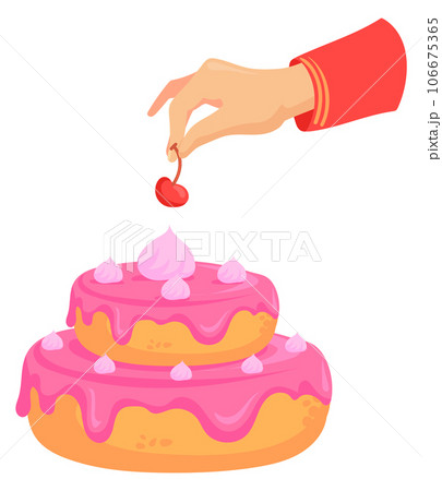 Making cake cartoon icon. Sweet pastry bakingのイラスト素材 [106675365] - PIXTA