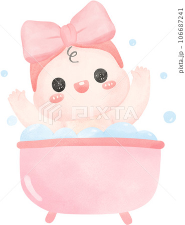 Cute baby girl shower nursery cartoon...のイラスト素材 [106687241] - PIXTA