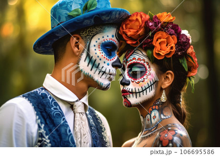 Sugar Skull Bride And Groom Day Of The Dead Folk Art Sugar Skulls