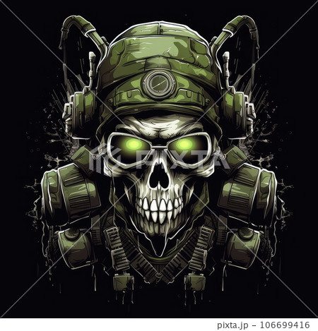 military t shirt logo skull night vision...のイラスト素材 [106699416] - PIXTA