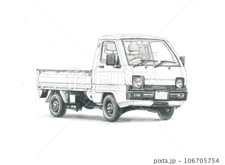 水彩で描いたレトロな軽トラのイラスト素材 [106705754] - PIXTA