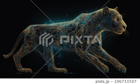 Neon abstract graphic contours puma closeup,...のイラスト素材 [106733507] - PIXTA