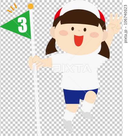 Girl with a 3rd place flag - Stock Illustration [106740823] - PIXTA