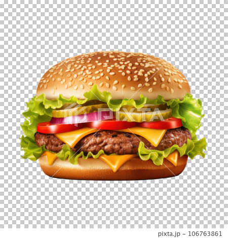 Hot tasty hamburger isolatedのイラスト素材 [106763861] - PIXTA