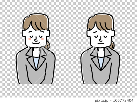 Illustration set of a female office worker bowing - Stock Illustration ...
