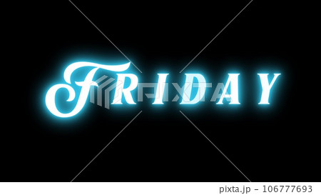Friday Neon Text Sign On Black Background. Blue...のイラスト素材 [106777693 ...