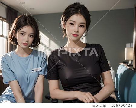 指導役の女医と後輩の看護師（生成AI）のイラスト素材 [106790425] - PIXTA