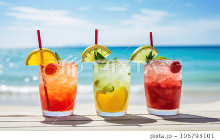 Assorted colorful beverages. Created by AIのイラスト素材 [106793101] - PIXTA