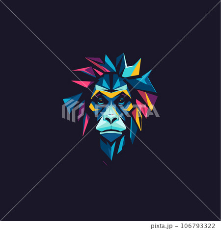 Colorful polygonal monkey head mascot logo,...のイラスト素材 [106793322] - PIXTA