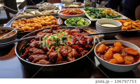 Asian food tableのイラスト素材 [106797753] - PIXTA
