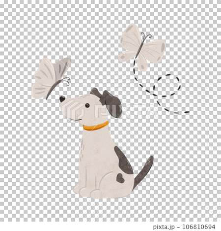 Cute puppy Stabyhoun with white butterfly.... - Stock Illustration ...