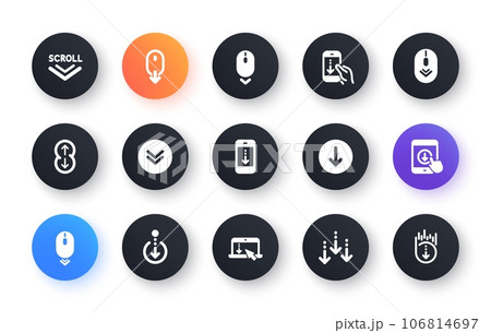 Scroll down icons. Scrolling mouse, landing...のイラスト素材 [106814697] - PIXTA