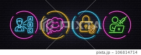 Fingerprint lock, Smile and Opinion minimal...のイラスト素材 [106814714] - PIXTA