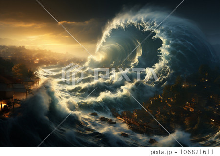 Apocalyptic dramatic background, dangerous...のイラスト素材 [106821611] - PIXTA