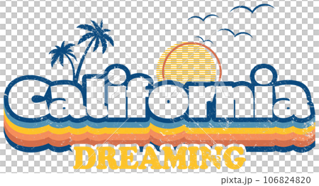 Retro Beach - California Dreaming - Vintage... - Stock Illustration ...