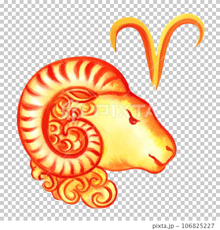 Aries. Zodiac sign by horoscope. The watercolor... - Stock Illustration ...