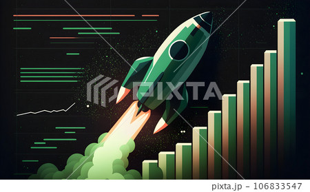 Rocket taking off and green bar graphs,...のイラスト素材 [106833547] - PIXTA