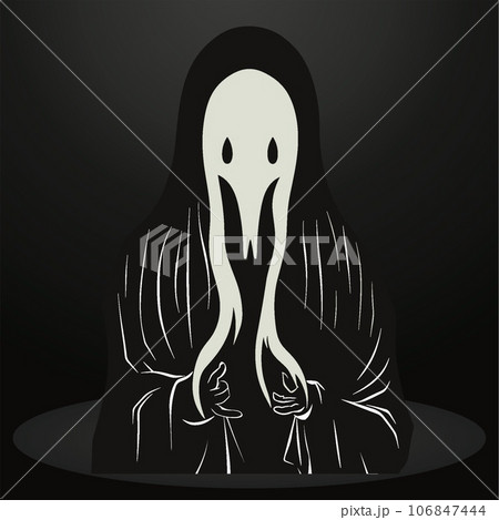 A Spooky Figure with a Stretched Faceのイラスト素材 [106847444] - PIXTA