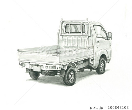 水彩で描いた軽トラ(リヤ)のイラスト素材 [106848108] - PIXTA