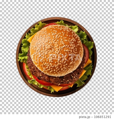 Delisious burger on the plate isolatedのイラスト素材 [106851291] - PIXTA