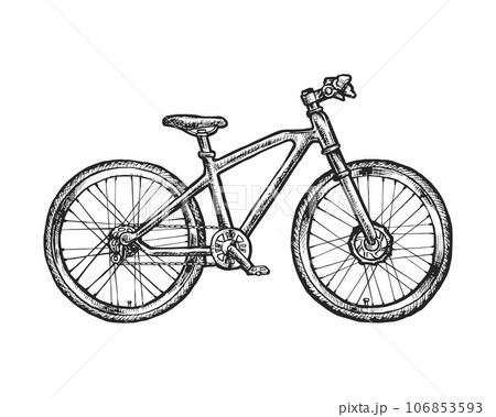 Hand drawn bike or bicycle vector sketch. Retroのイラスト素材 [106853593] - PIXTA