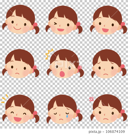Child girl elementary school student facial... - Stock Illustration ...