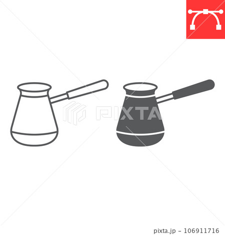 Turkish cezve line and glyph icon, cooking and...のイラスト素材 [106911716 ...