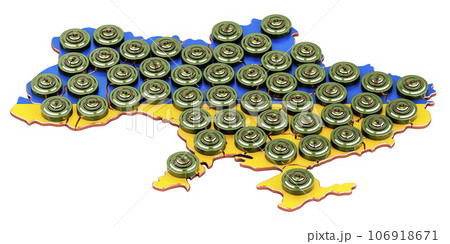 Ukrainian map with mines, 3D renderingのイラスト素材 [106918671] - PIXTA