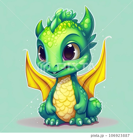 Adorable baby Dragon. Symbol of 2024 year....のイラスト素材 [106923887] - PIXTA