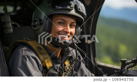 Female African American military helicopter...のイラスト素材 [106948750] - PIXTA