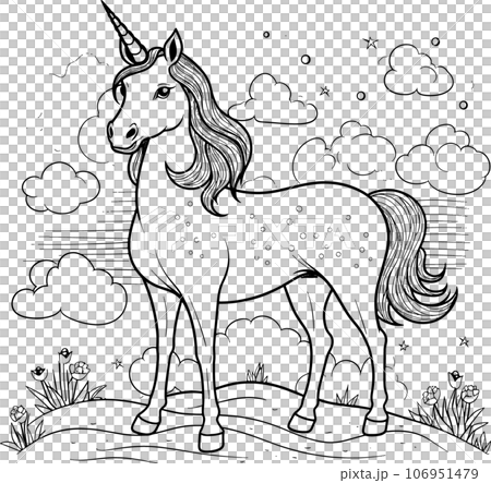 Unicorn Clip Art Black And White Black And White Line Art Unicorn Kids