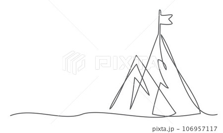 Goal One line drawing isolated on white backgroundのイラスト素材 [106957117 ...