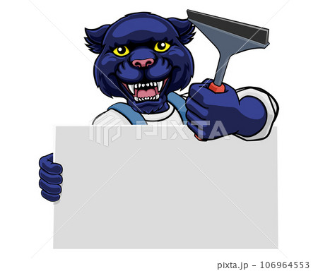 Window Cleaner Panther Car Wash Cleaning Mascotのイラスト素材 [106964553] - PIXTA