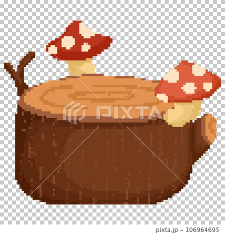 Isolated cute stump wood with red mushroom in...-插圖素材 [106964695] - PIXTA圖庫