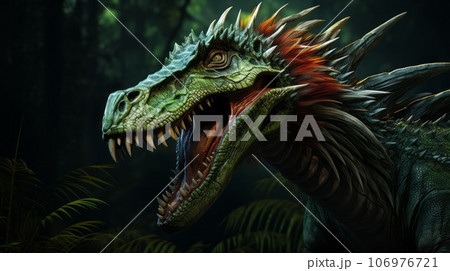 Velociraptor portrait closeup. Hunting angry...のイラスト素材 [106976721] - PIXTA