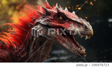 Velociraptor portrait closeup. Hunting angry...のイラスト素材 [106976723] - PIXTA