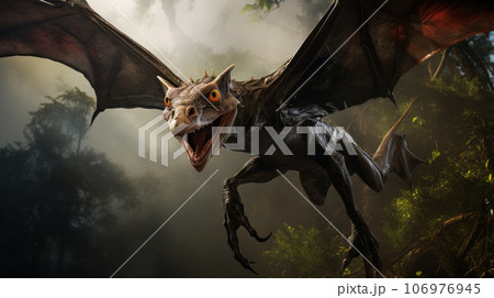 Screeching prehistoric Dinosaur bird flying...のイラスト素材 [106976945] - PIXTA