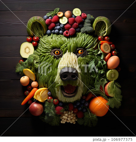 Image of bear face made with vegetables and...のイラスト素材 [106977375] - PIXTA