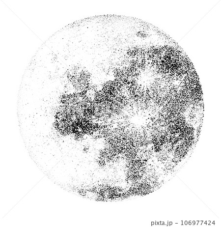 Dotwork stippling full moon vector illustrationのイラスト素材 [106977424] - PIXTA