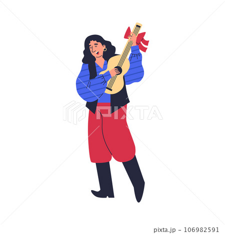 Gypsy man playing guitar and singing, Romany...のイラスト素材 [106982591] - PIXTA