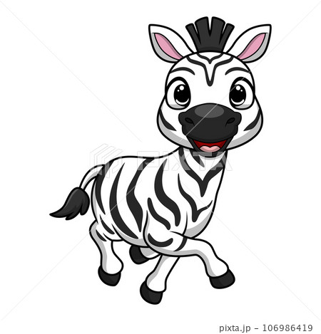 Cute little zebra cartoon on white backgroundのイラスト素材 [106986419] - PIXTA
