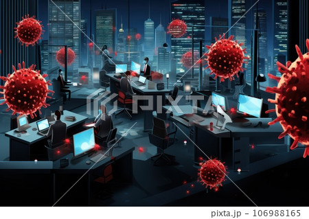 covid omicron variant cells with coronavirus on...のイラスト素材 [106988165] - PIXTA