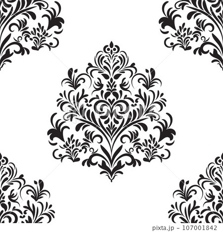 Damask floral motif tile pattern. Luxury tile...のイラスト素材 [107001842] - PIXTA