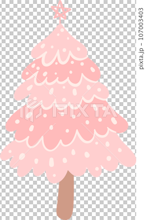 Pink Christmas Tree Cartoon: Festive Holiday... - Stock Illustration ...