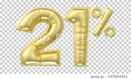 golden letter 21 with gold 3d-插圖素材 [107004401] - PIXTA圖庫