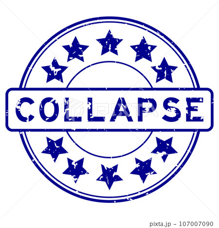 Grunge blue collapse word with star icon round...のイラスト素材 [107007090 ...