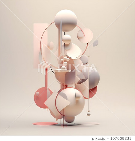 3d geometric shapes and objects in a modern and...のイラスト素材 [107009833 ...