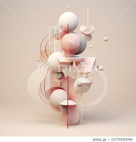 3d geometric shapes and objects in a modern and...のイラスト素材 [107009846 ...