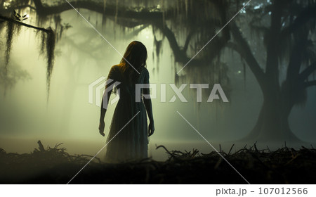 Ghostly female figure silhouette standing or...のイラスト素材 [107012566] - PIXTA